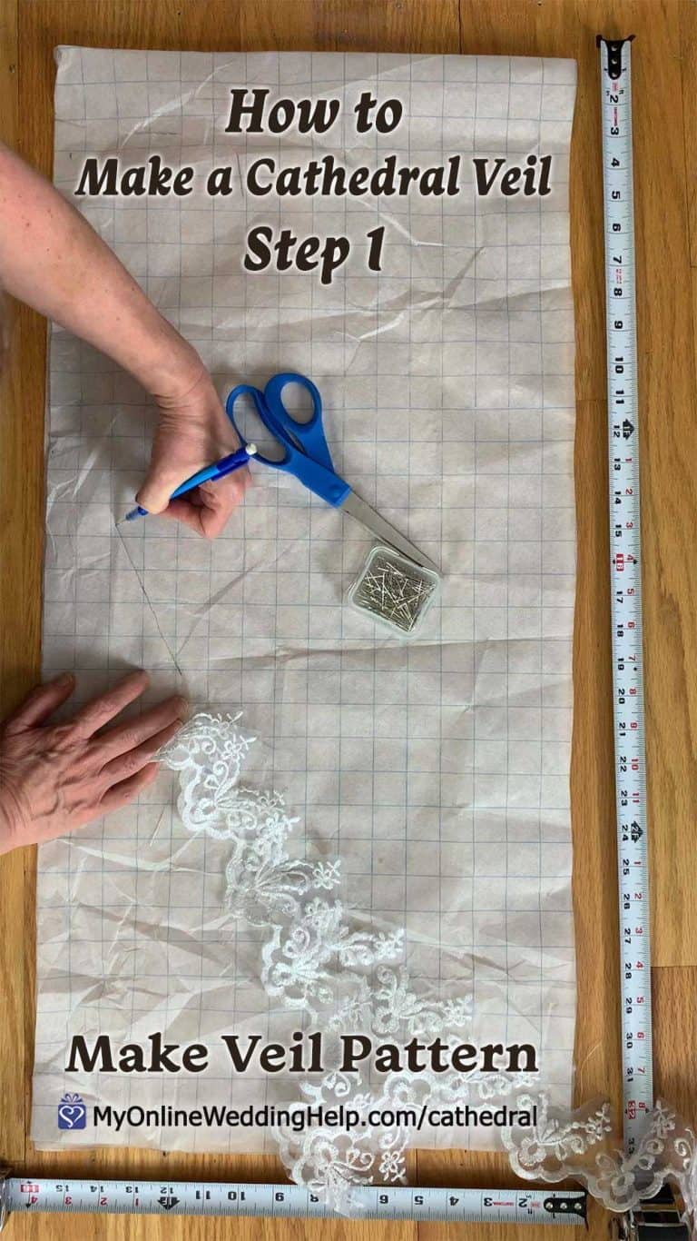 How to Make a Cathedral Veil with Lace Trim (Detachable 2 Tiers) - My Online Wedding Help ...
