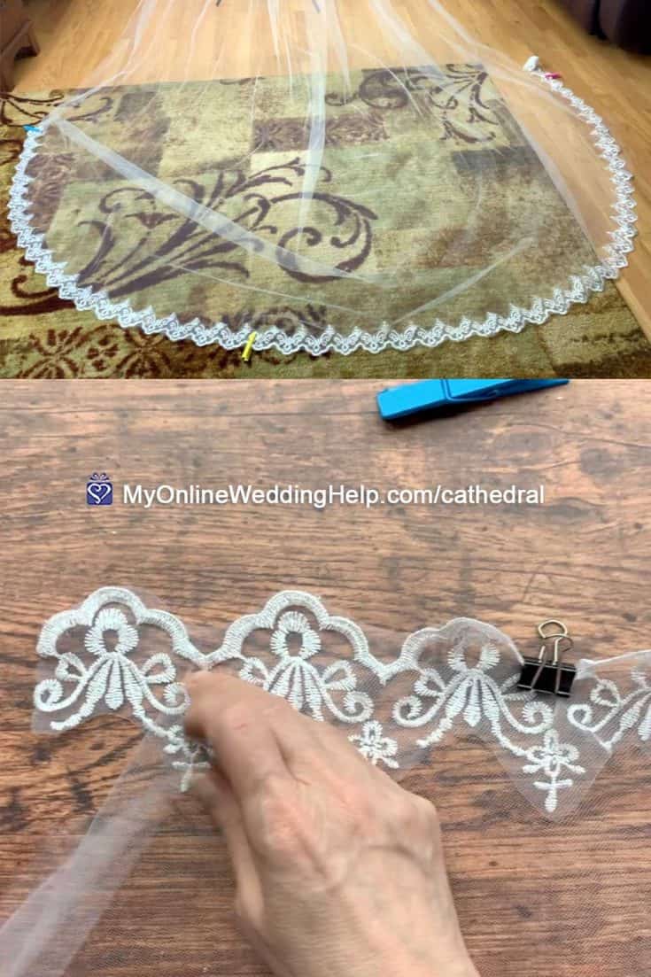 How to Make a Cathedral Veil with Lace Trim (Detachable 2 Tiers) - My ...